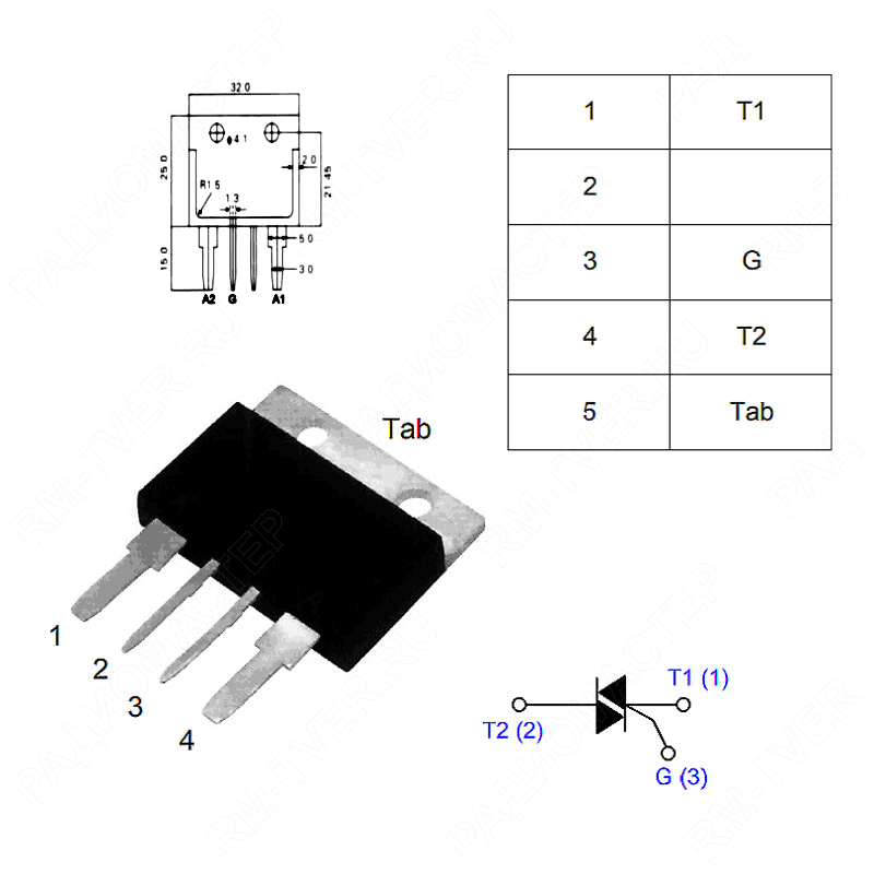Каталог BTA100-800B TO-4PL, Симистор, Vdrm=800V, It=100A магазина ...